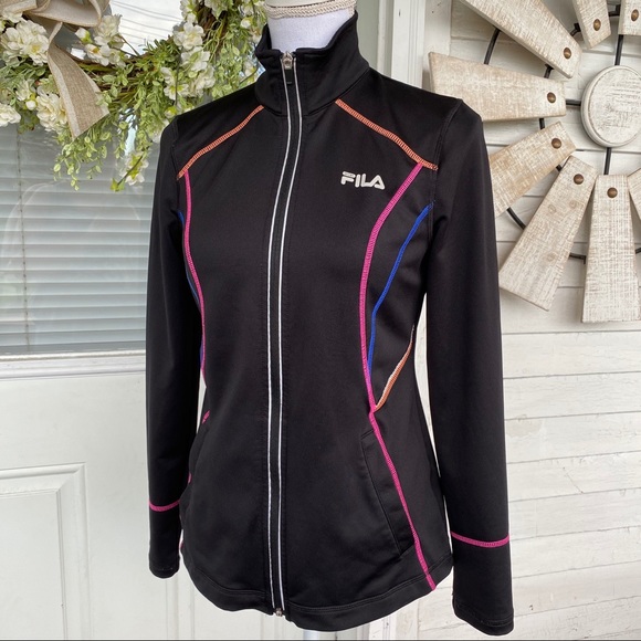 Fila | Jackets & Coats | Fila Black Athletic Reflective Running Jacket ...